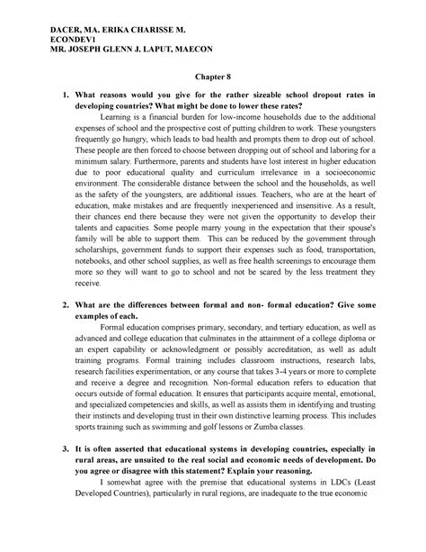 ASS Econdev 810 ECON DEV ESSAY Economic Development MU Studocu