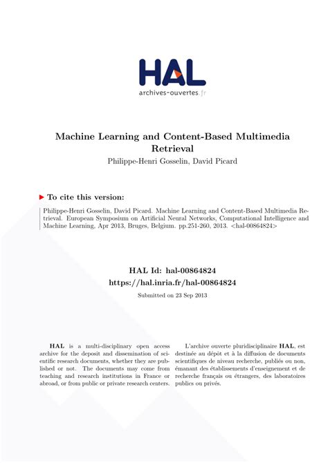 Pdf Machine Learning And Content Based Multimedia Retrieval