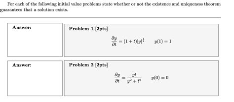 Solved For Each Of The Following Initial Value Problems