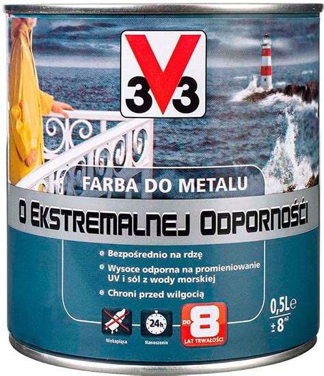 Farba V33 Farba Do Metalu Czarny Połysk 0,5L - Opinie i ceny na Ceneo.pl