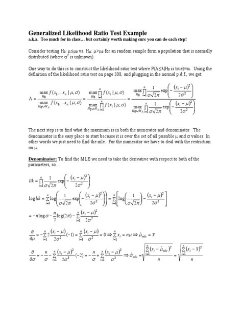 generalized likelihood ratio test example x x f x x f x x f pdf