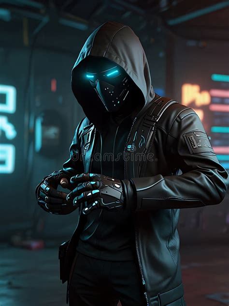 The Cyberpunk Hacker Character Concept Features A Mysterious Figure