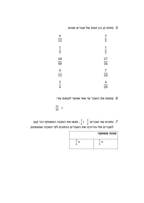 671863 צמצום והרחבת שברים ‫inbal Rahamim