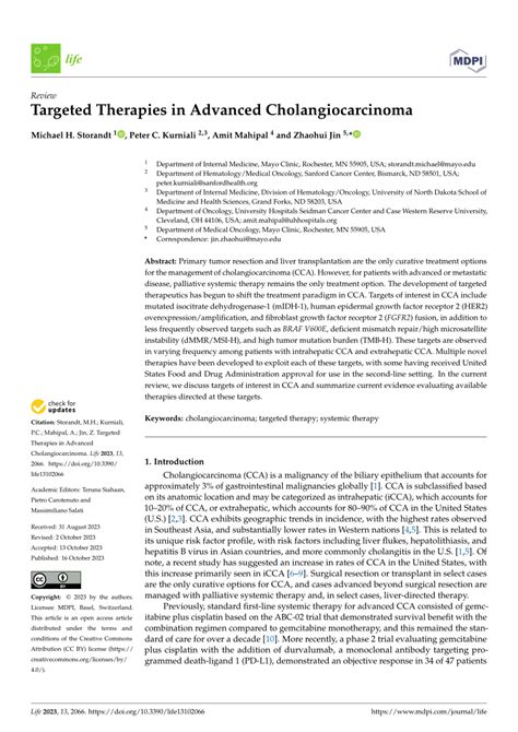 Pdf Targeted Therapies In Advanced Cholangiocarcinoma