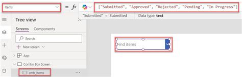 how to use the power apps combo box control