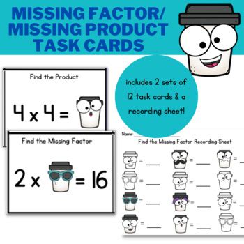 Missing Product Missing Factor Task Cards By Teachingbabewonderz