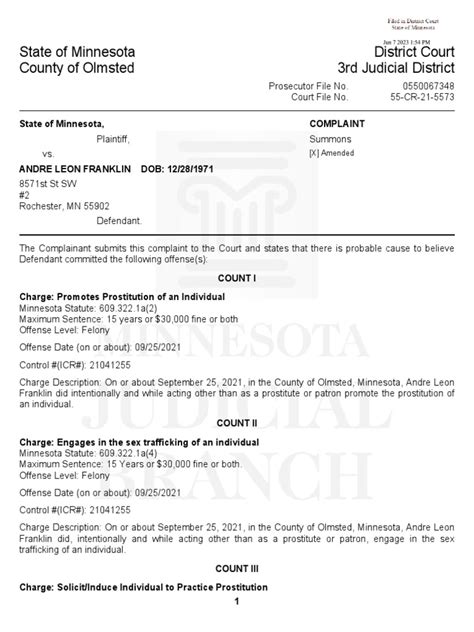 Second Amended Criminal Complaint Pdf Arrest Warrant United