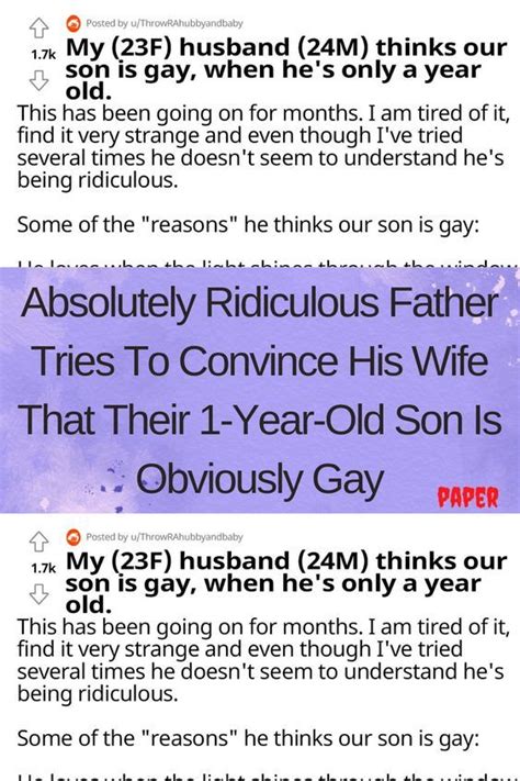 Absolutely Ridiculous Father Tries To Convince His Wife That Their 1