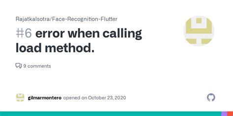 Error When Calling Load Method Issue Rajatkalsotra Face Recognition Flutter GitHub