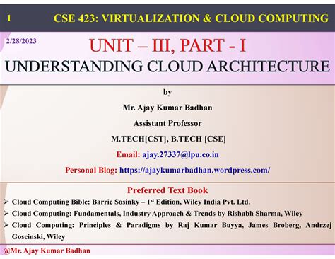 Unit These Are Notes Of Cloud Computing By Mr Ajay Kumar Badhan Assistant Professor M