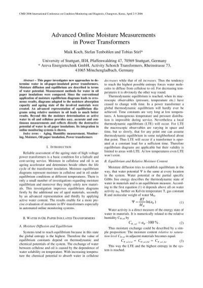 Advanced Online Moisture Measurements In Power Transformers