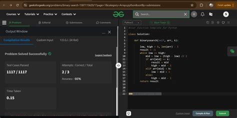 Geeksforgeeks Codingjourney Problemsolving Binarysearch Sumit
