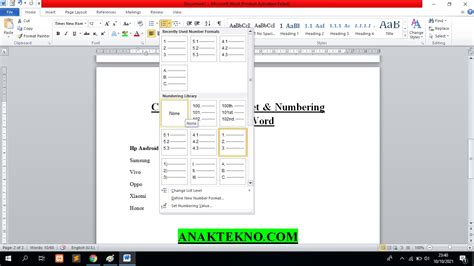 Cara Membuat Bullet Dan Numbering Di Microsoft Word