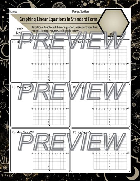 Graphing Linear Equations In Standard Form Basic Tpt