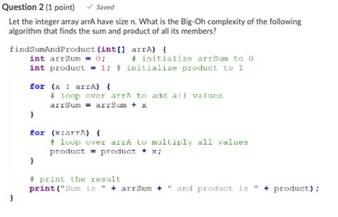 solved let the integer array arra have size n what is the