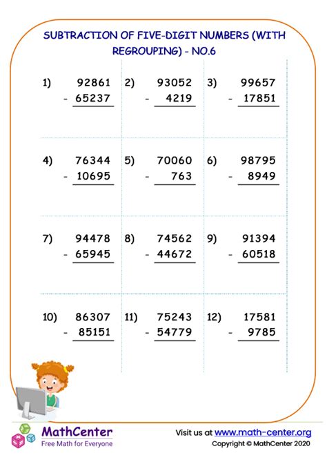 Fourth Grade Worksheets Multi Digit Subtraction With Regrouping Math