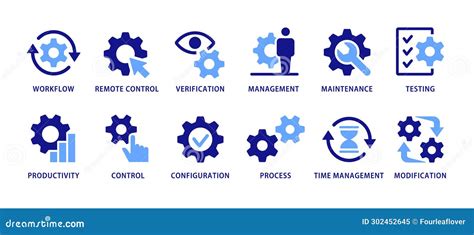 Business Process Icon Set Workflow And Productivity Symbols Stock Vector Illustration Of