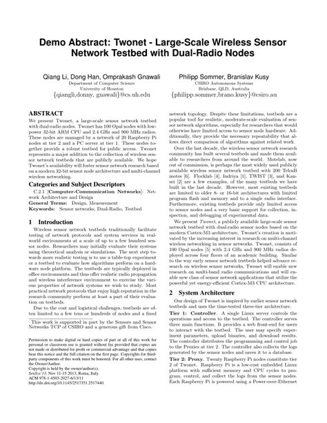 Pdf Twonet Large Scale Wireless Sensor Network Testbed With Dual