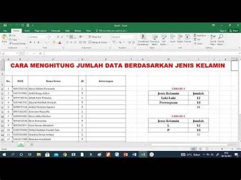 Cara Menghitung Jumlah Data Berdasarkan Jenis Kelamin L P AB Priambodo Blog