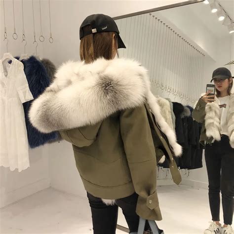 Новинка Толстая теплая зимняя женская куртка с натуральным лисьим мехом и воротником из меха