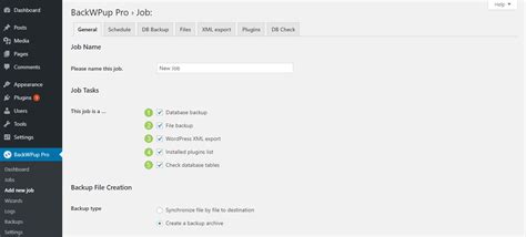 create a wordpress full backup database and files backwpup docs
