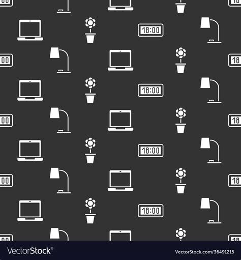 set digital alarm clock table lamp laptop vector image