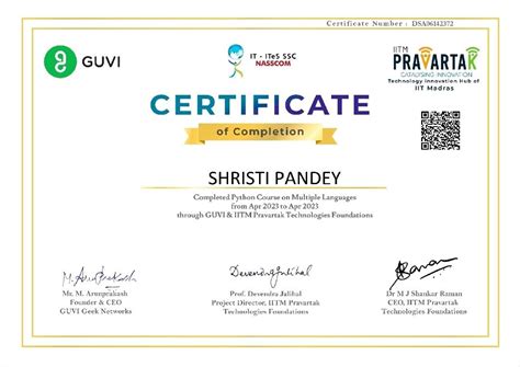 Shristi Pandey On Linkedin Finally Got This From Guvi Geek Networks