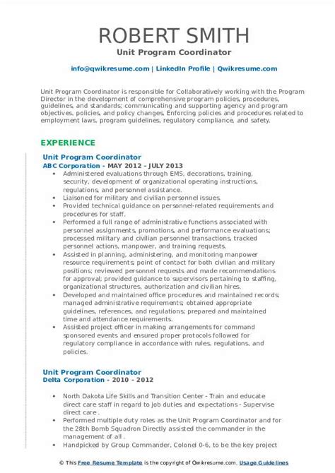 10 Unit Program Coordinator Resume Samples Templates For 2025