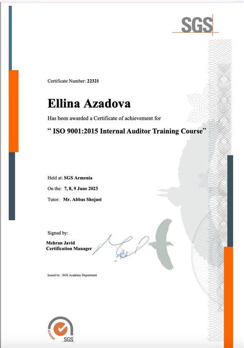 Ellina Azadova On Linkedin Im Happy To Share My First Iso Certificate The Most Valuable Part For