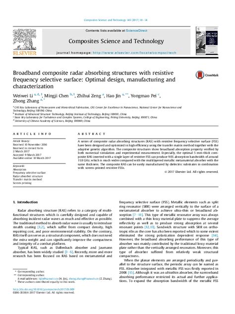 Pdf Broadband Composite Radar Absorbing Structures With Resistive