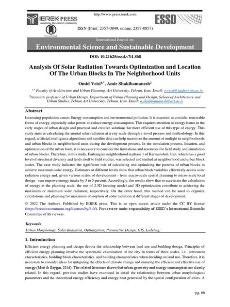 Analysis Of Solar Radiation Towards Optimization And Location Of The Urban Blocks In The