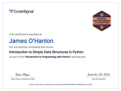 james o on linkedin codesignal course certificate of achievement