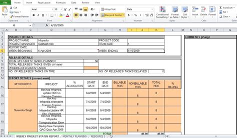 Weekly Status Report Template Excel