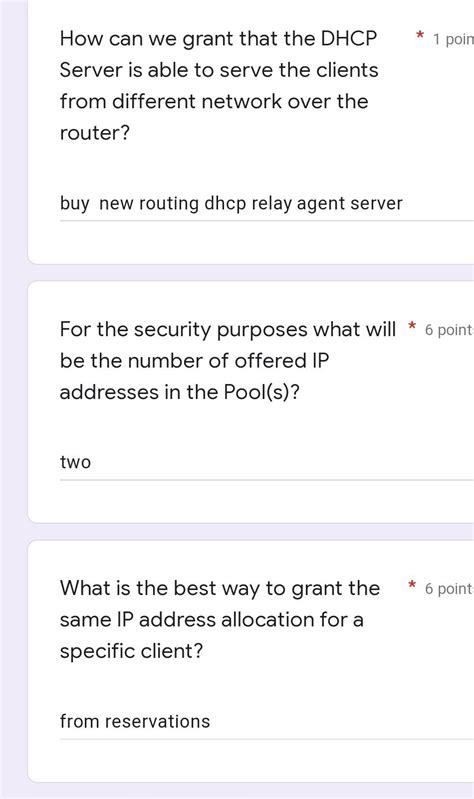 The Below DHCP Server Is Configured To Server The Chegg Com