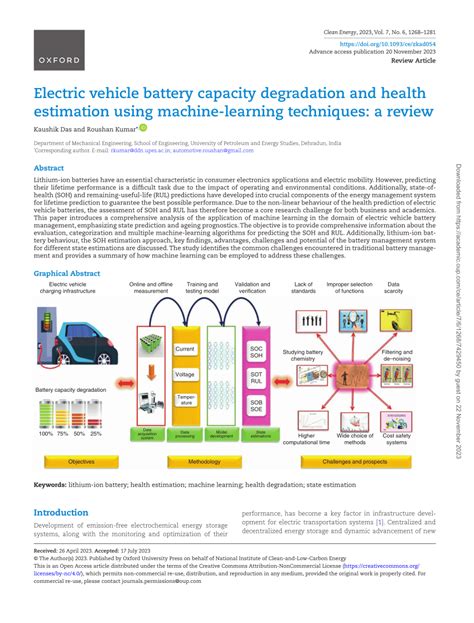 Pdf Electric Vehicle Battery Capacity Degradation And Health Estimation Using Machine Learning