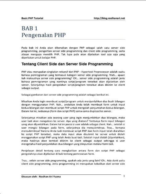 Basic Php Tutorial Php Dasar Dan Tutorial Pdf