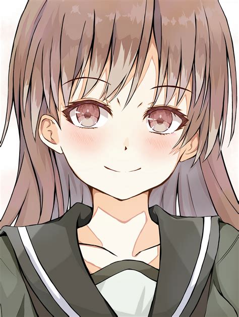 Safebooru 1girl Blush Brown Eyes Brown Hair Closed Mouth Collarbone