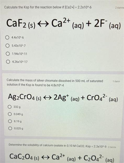 Solved Calculate The Ksp For The Reaction Below If Chegg