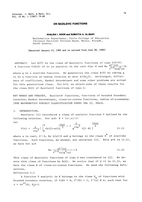 Pdf On Bazilevic Functions
