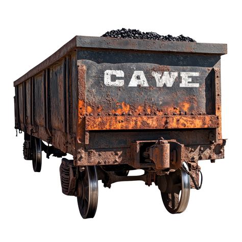 Rusty Old Train Cart With Coal Prominently Displayed In Weathered