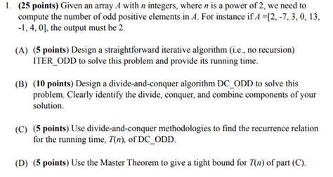 Solved 1 25 Points Given An Array A With N Integers