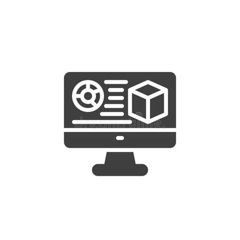 computer screen with data chart vector icon stock vector illustration