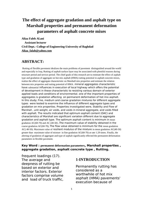 Pdf The Effect Of Aggregate Gradation And Asphalt Type On Marshall