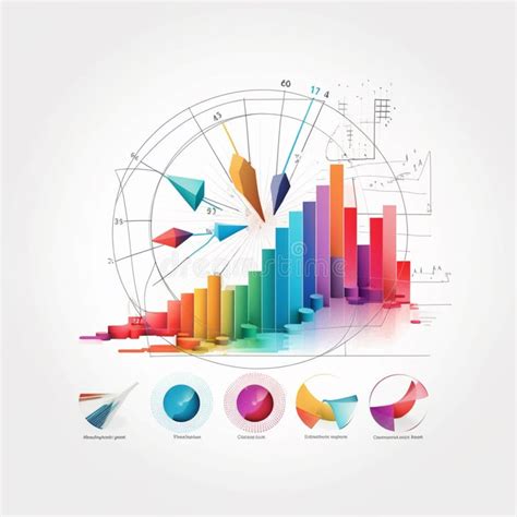 Data Visualization Charts Diagrams Vibrantly Illustration With White Background Stock