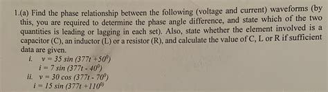 solved 1 a find the phase relationship between the