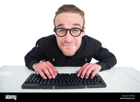 Nerd Typing On Keyboard Hi Res Stock Photography And Images Alamy