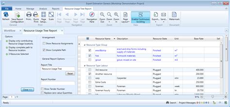 resource usage tree report