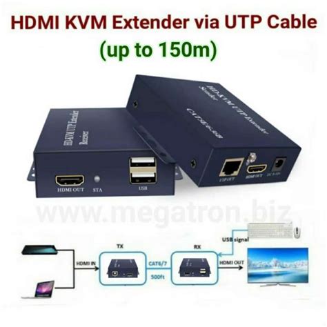 Promo Hdmi Kvm Usb Mouse Keyboard Extender Via Utp Cable Up To 150 Meter Diskon 23 Di
