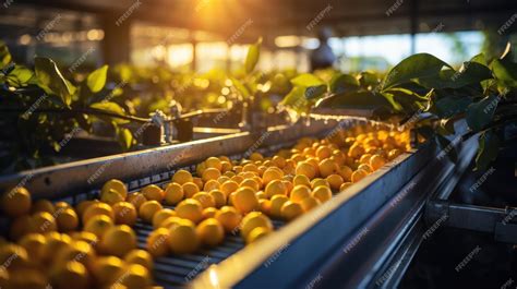 Premium Ai Image Work On The Orange Sorting Line In An Agricultural Processing Factory Holding