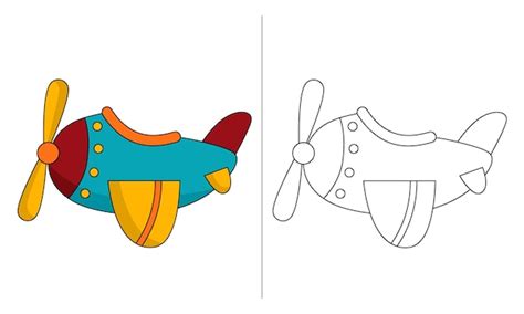 어린이 색칠하기 책 그림 파란색 곡예 비행 비행기 프리미엄 벡터